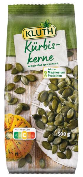 Kluth Kürbiskerne, ohne Schale, 0,5 KG/BT