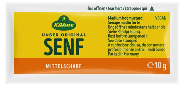 Kühne Senf, mittelscharf, Portionen, 10g, 150 ST/BT