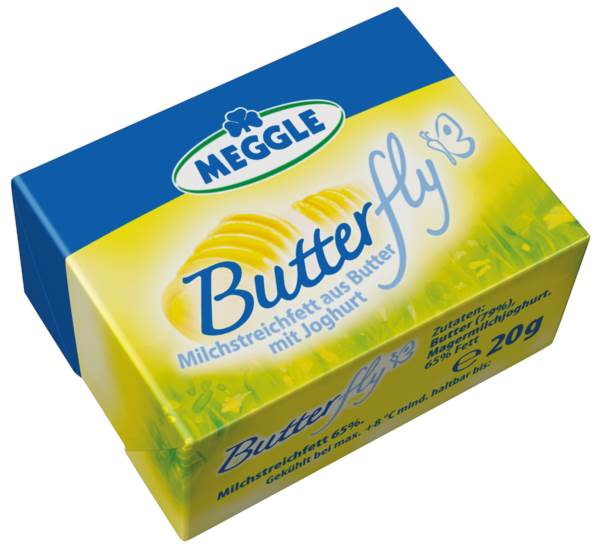 Meggle Butterfly, Aufstrich aus Butter mit Joghurt, 20g, 100 ST/KT