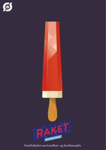 Glasspinne, Raket gräddglass med hallon-/jordgubbsöverdrag, ekologisk ...